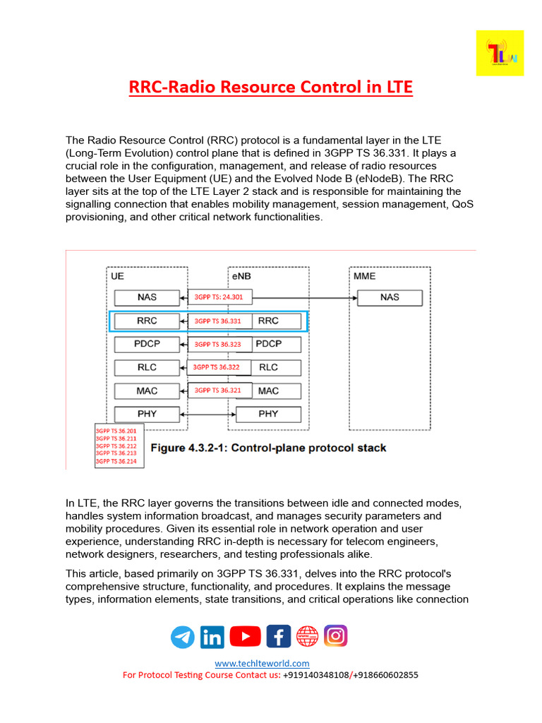 RRC - Radio Resource Control in LTE | PDF | Computer Network | Lte (Telecommunication)