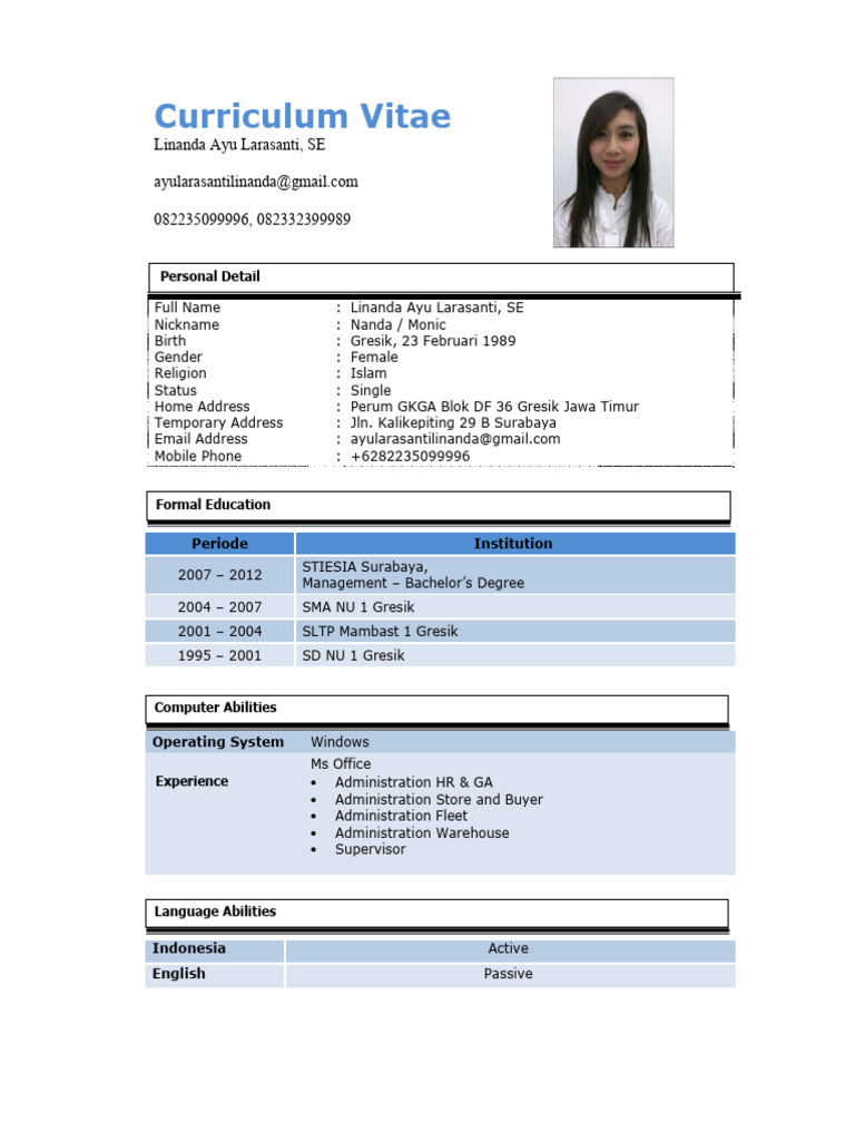 CV New 2 Linanda | PDF