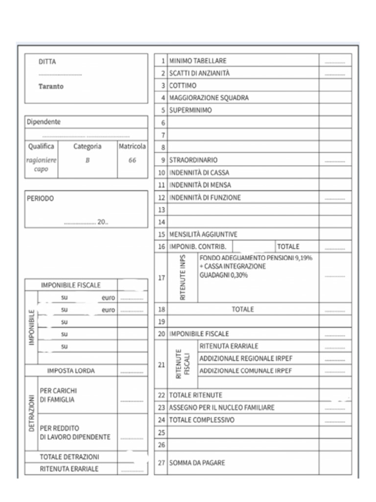 foglio paga vuoto | PDF