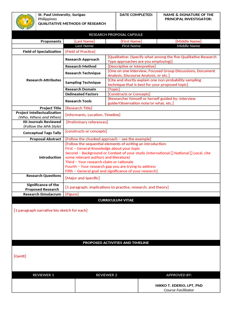 Quali Research Capsule Template | PDF | Qualitative Research | Methodology