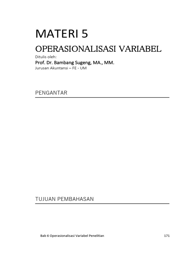 Materi 5 - Operasionalisasi Variabel Penelitian | PDF
