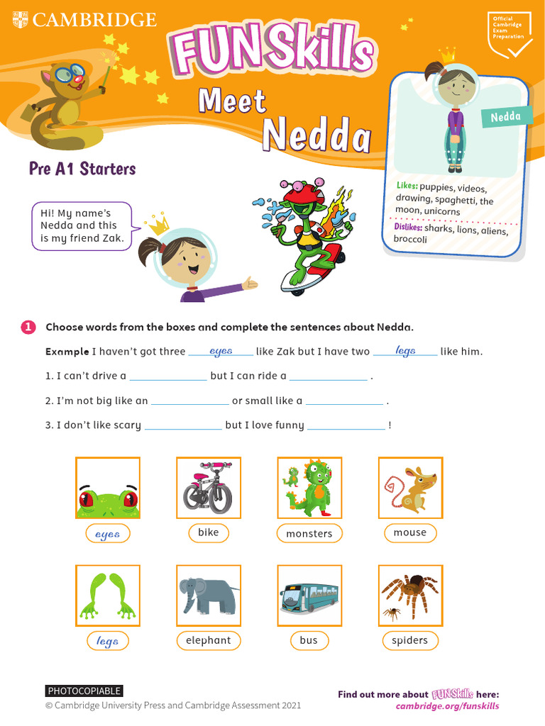 Nedda: Pre A1 Starters Worksheet | PDF