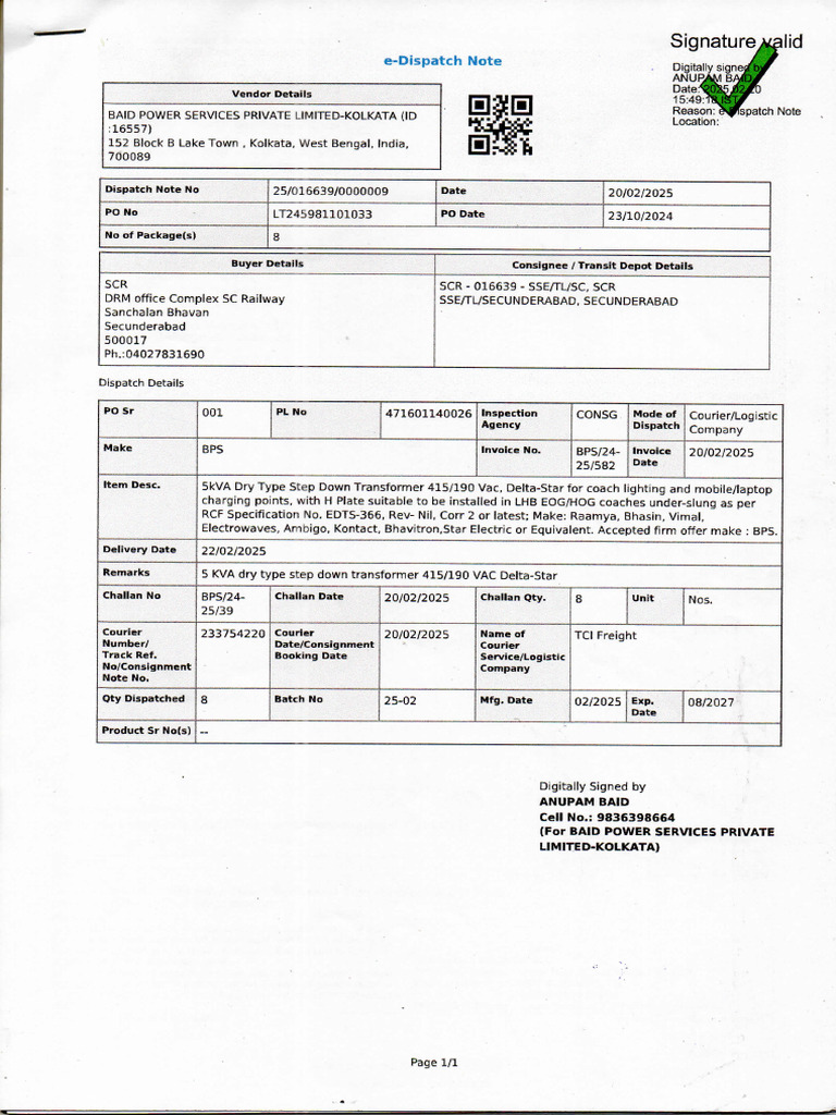 E-Dispatch Note | PDF