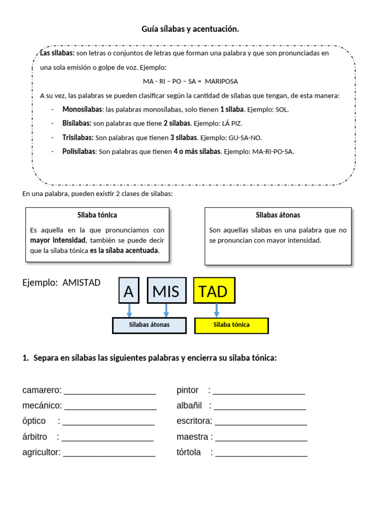 Guía Sílabas y Acentuación | PDF | Entorno natural