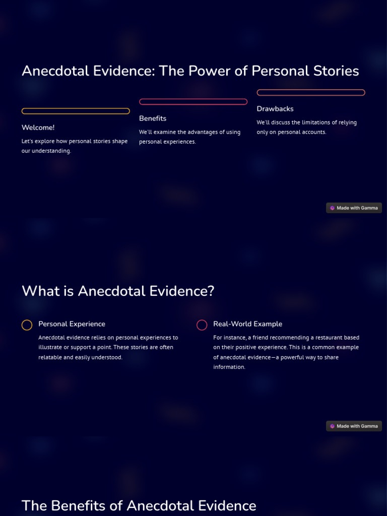 Anecdotal Evidence The Power of Personal Stories | PDF | Experience ...