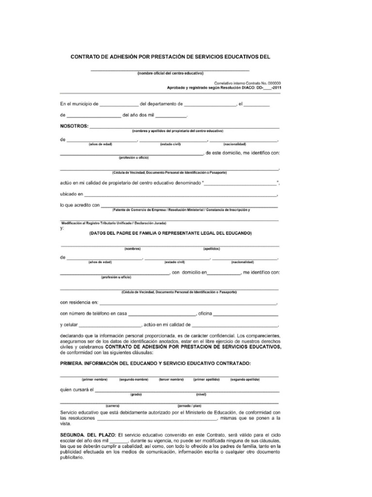 Machote de Contrato de Adhesión | PDF