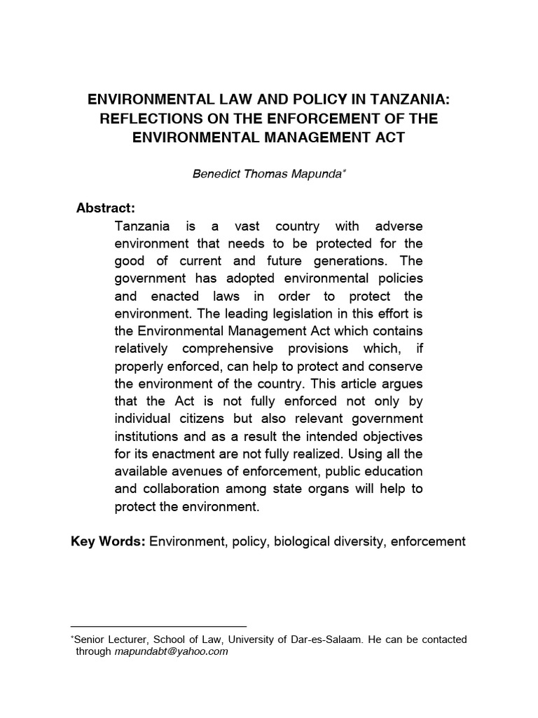 Administrator, Journal Manager, Mapunda | PDF | Environmental Law | Policy