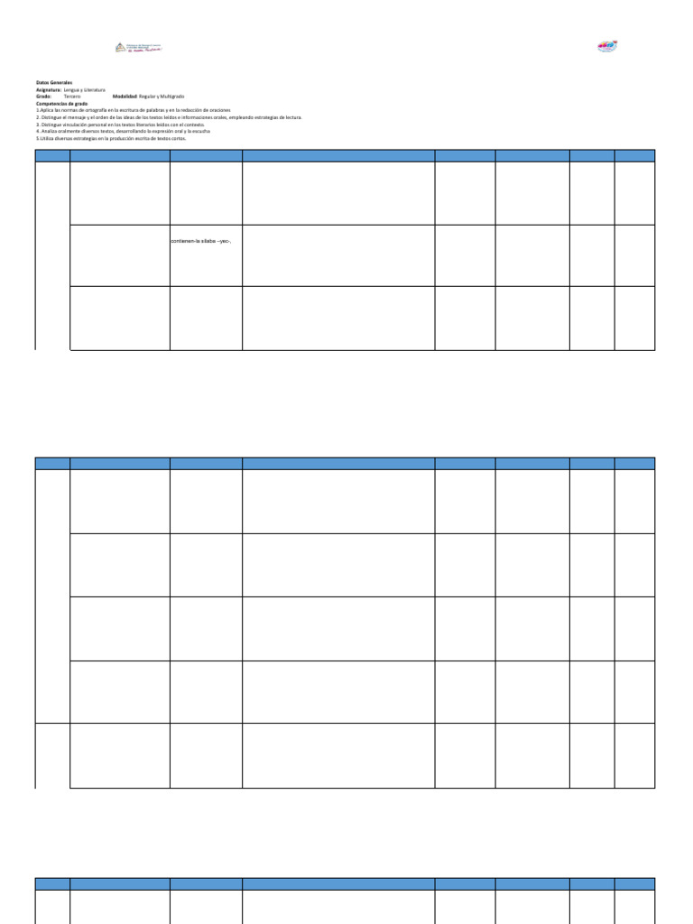 Matriz Lyl Tercero | PDF | Aprendizaje | Verbo