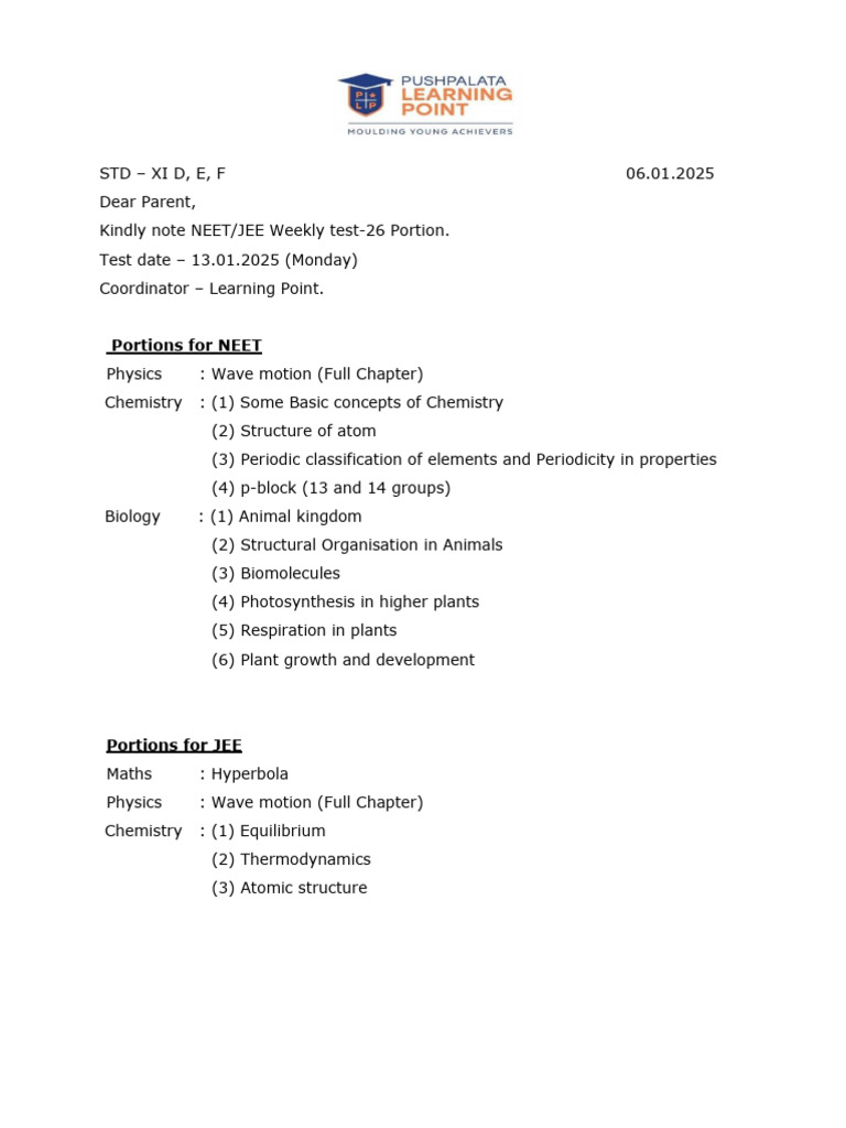 STD Xi - WT 26 Portion | PDF