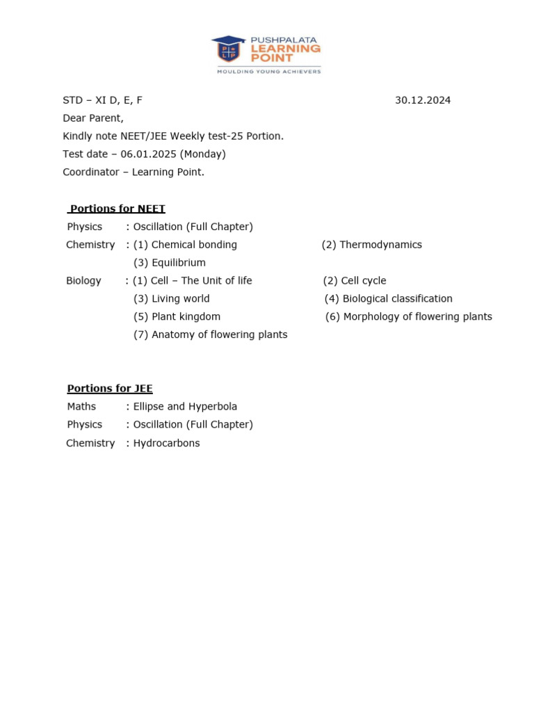 Std Xi - Wt 25 Portion | PDF