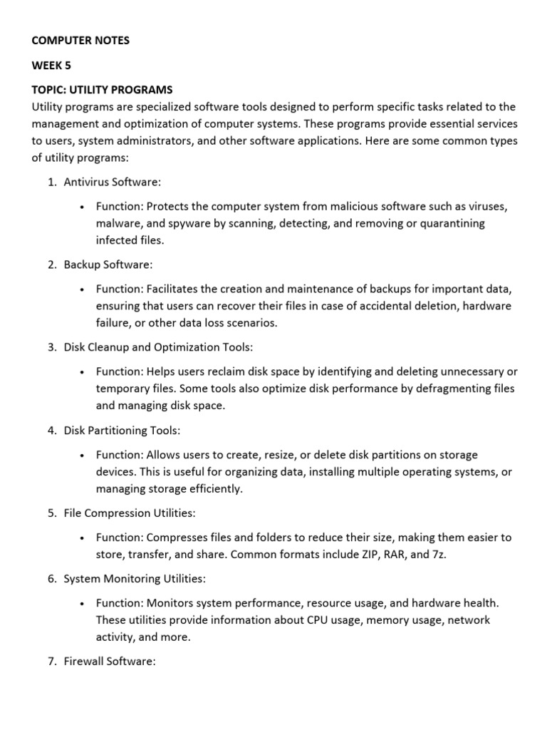 Essential Utility Programs for PCs | PDF | Computer File | Computer Data Storage