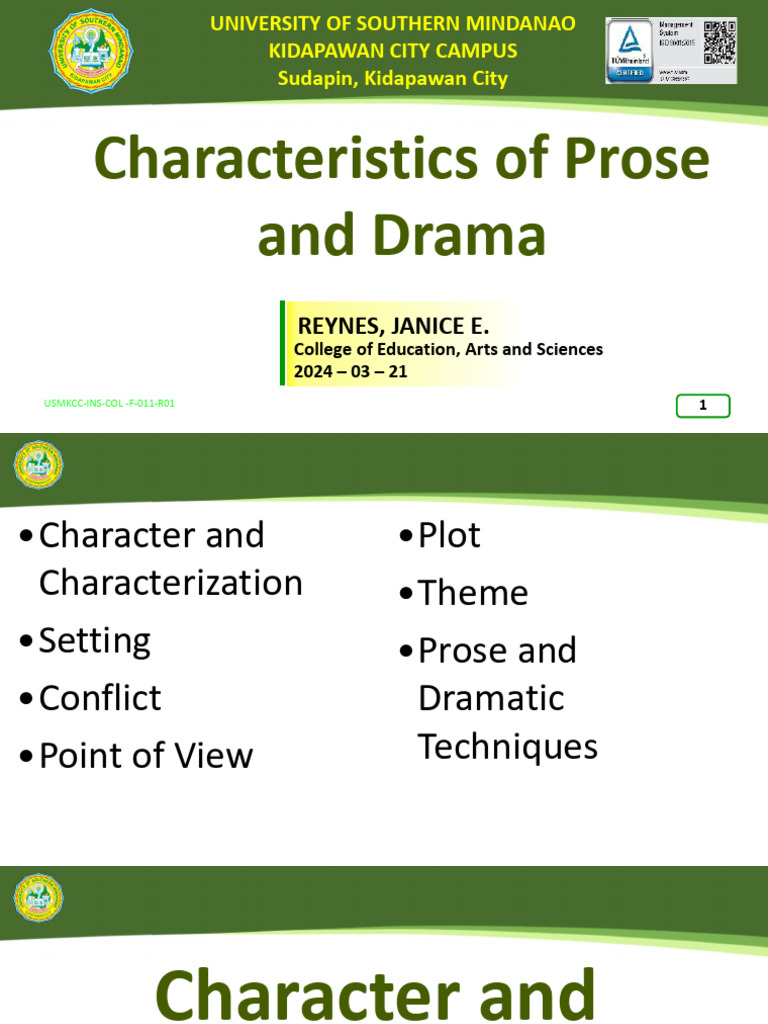 Prose and Drama: Key Literary Elements | PDF | Narration