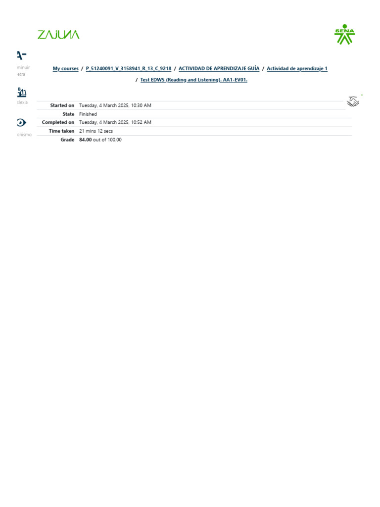 Test EDW5 (Reading and Listening) - AA1-EV01. | PDF | Language ...