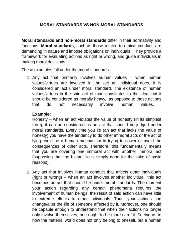 Lesson 2 Moral Standard Vs Non Moral Standard | PDF | Morality ...