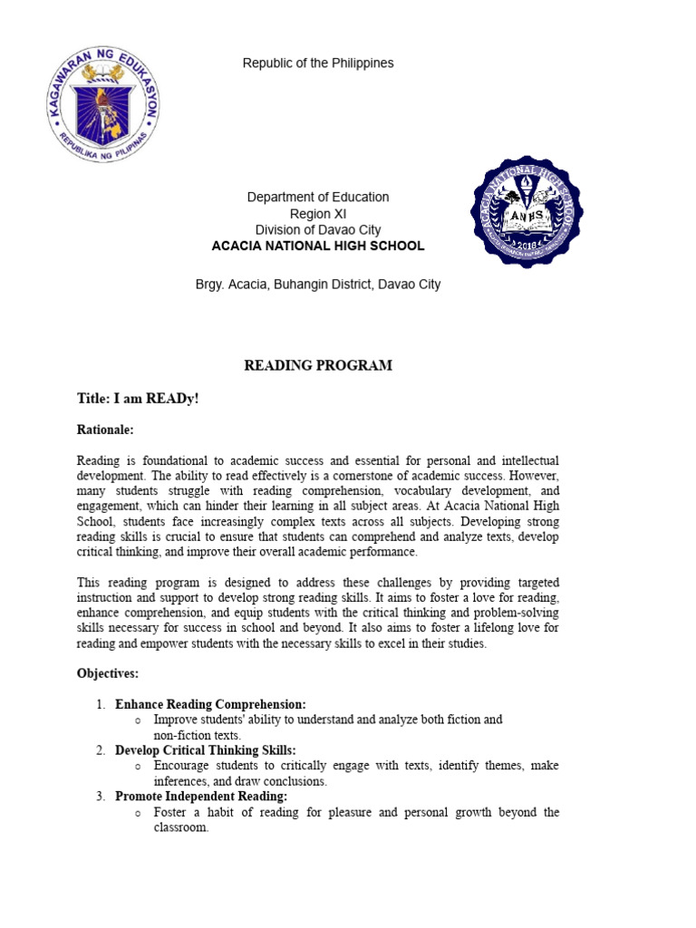 Junior-High-School-Reading-Program-1 | PDF | Reading Comprehension ...