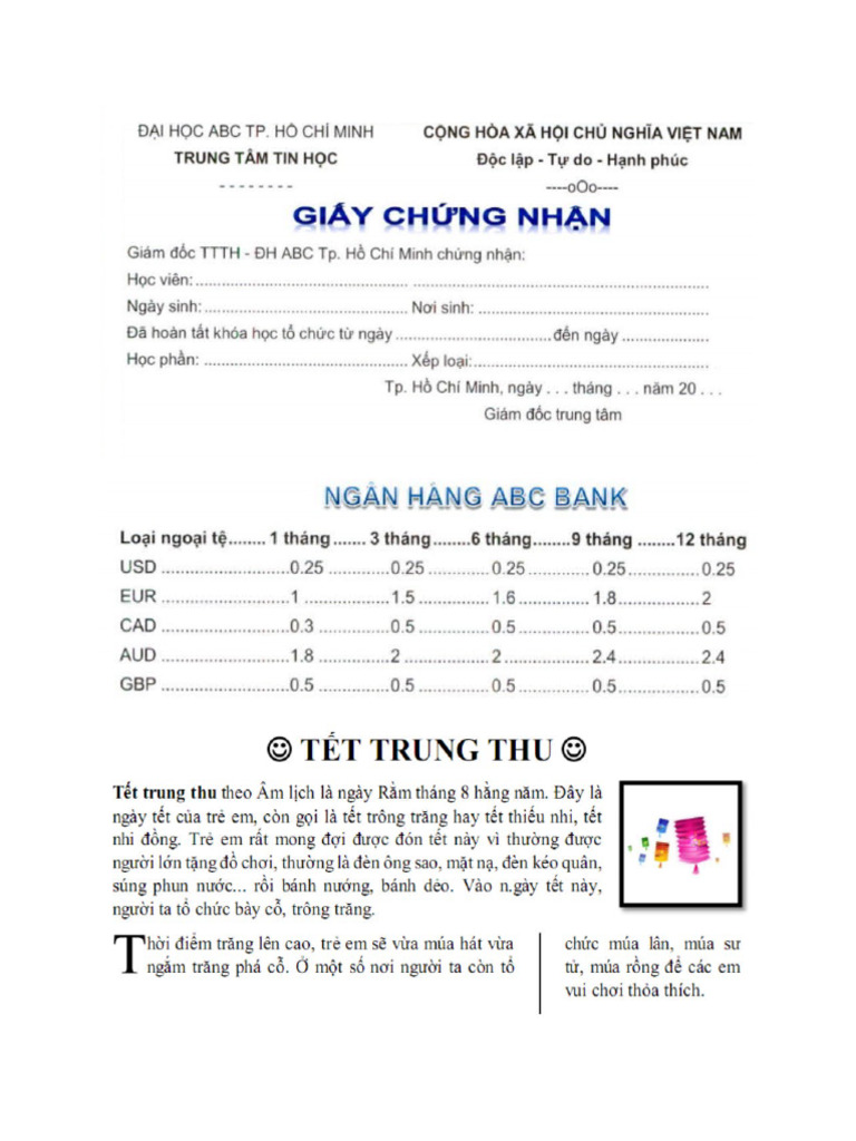 THVP - Bai tap buoi 2-Dinh-dang-Tab-Chen-hinh | PDF