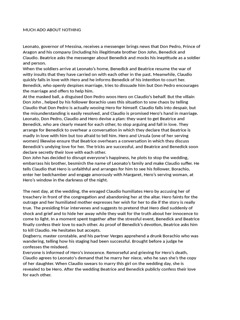 Much Ado About Nothing_plot | PDF | Much Ado About Nothing