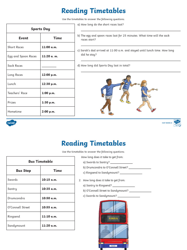 Timetable Reading Exercises and Answers | PDF