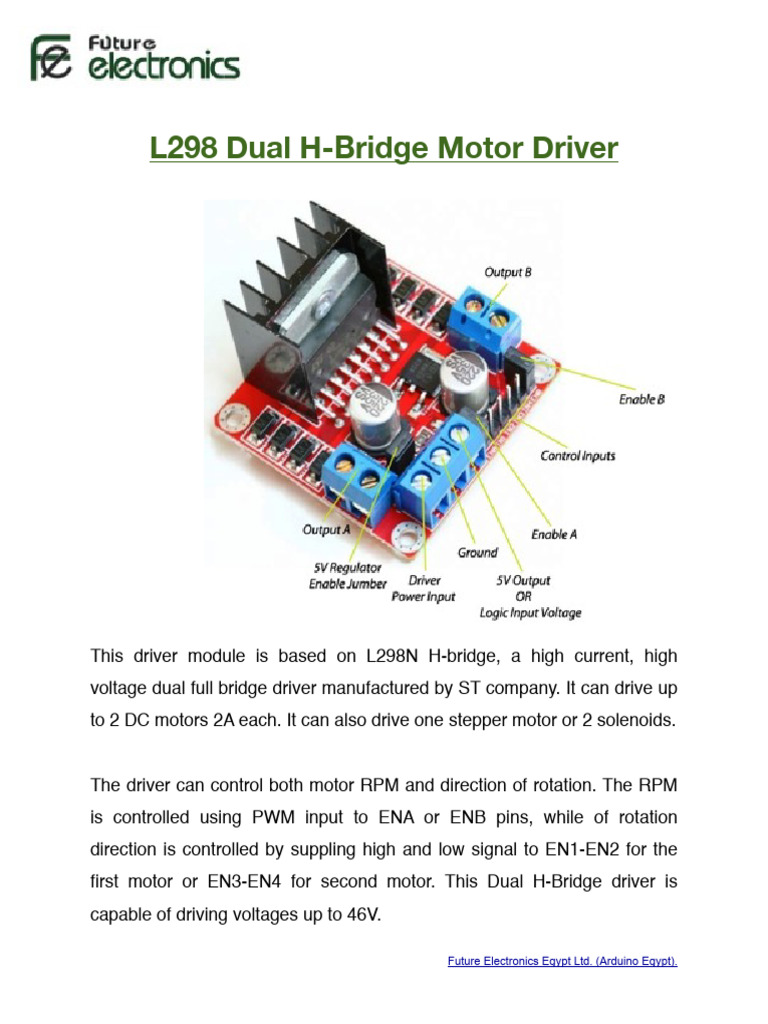 L298 Dual Motor Driver Module 2A Manual and Arduino Tutorial | PDF ...