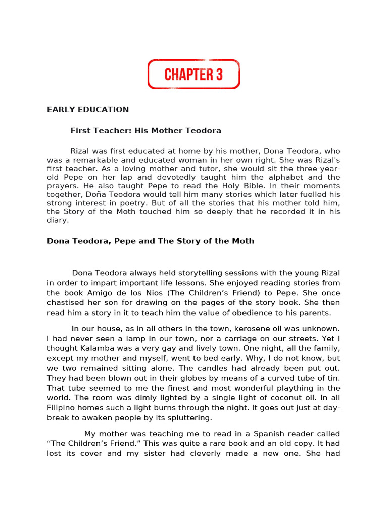 Rizal's Early Education and First Teacher | PDF