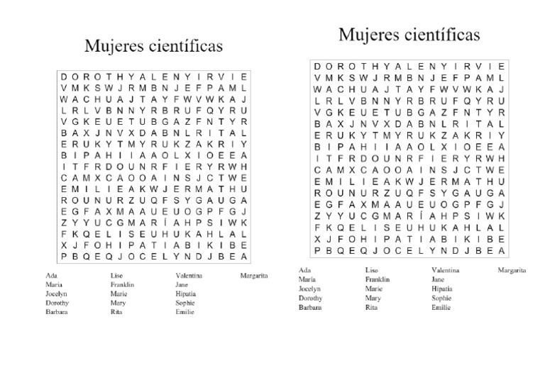 Sopa de Letras Mujeres Ciencia | PDF