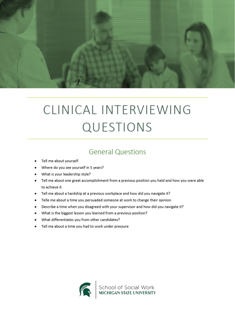 Clinical Interviewing Questions Guide | PDF | Psychological Concepts ...