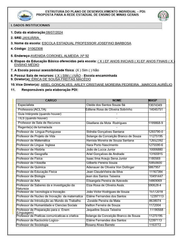 PDI AEE Modelo Autismo LFS 1º Ano Ensino Medio Minas Gerais | PDF ...