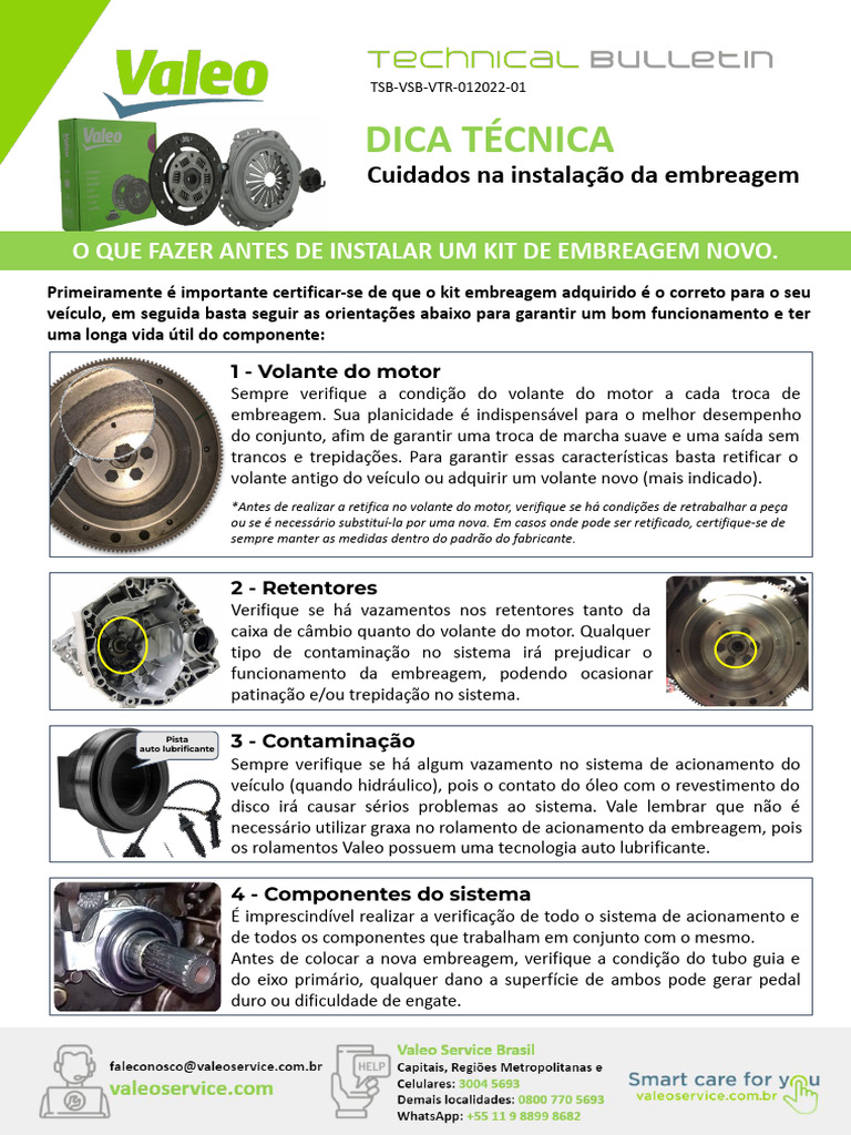 Dicas Técnicas para Troca Da Embreagem (Valeo - 01) | PDF | Parafuso | Motores