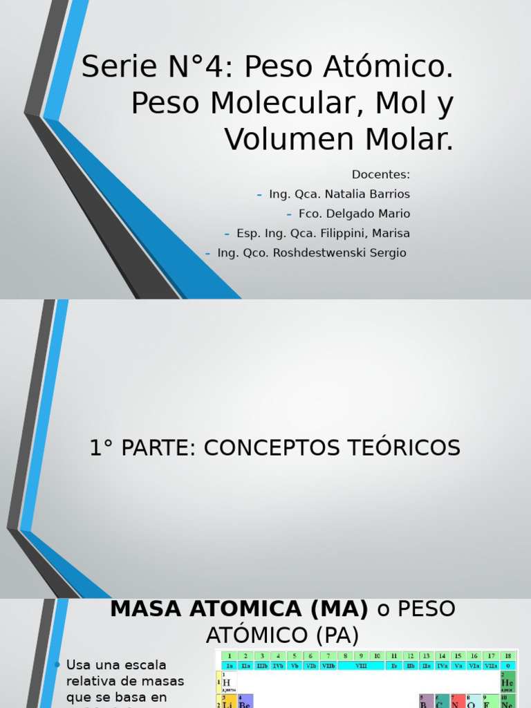 Peso Atómico y Masa Molar: Conceptos Clave | PDF | Mole (Unidad ...