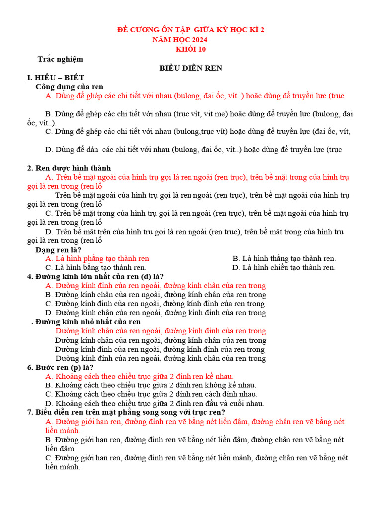 Đề Cương Ktgk Cn 10 Hk 2 | PDF