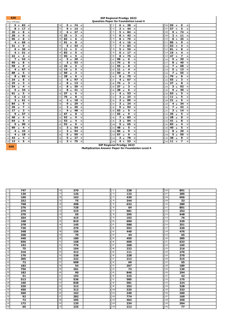 Tabla de multiplicar del 42 | PDF