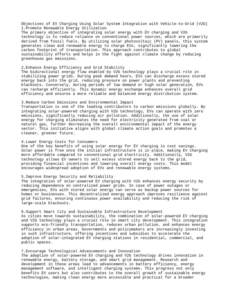 Objectives of EV Charging Using Sol | PDF | Solar Power | Electric Vehicle