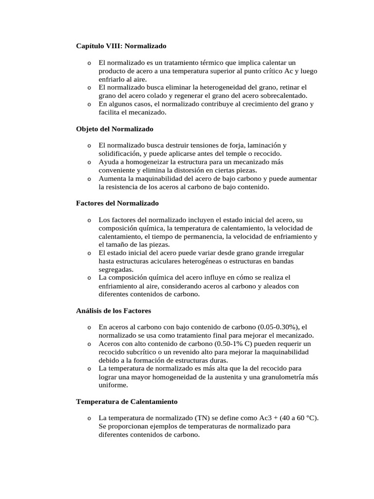 Resumen Normalizado Sturla | PDF | Tratamiento a base de calor | Acero