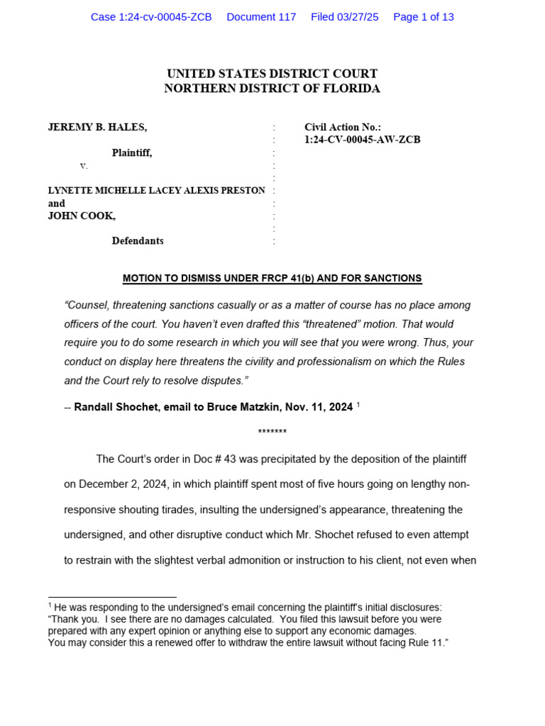 Motion Dismiss and Sanctions | PDF | Deposition (Law) | Federal Rules ...