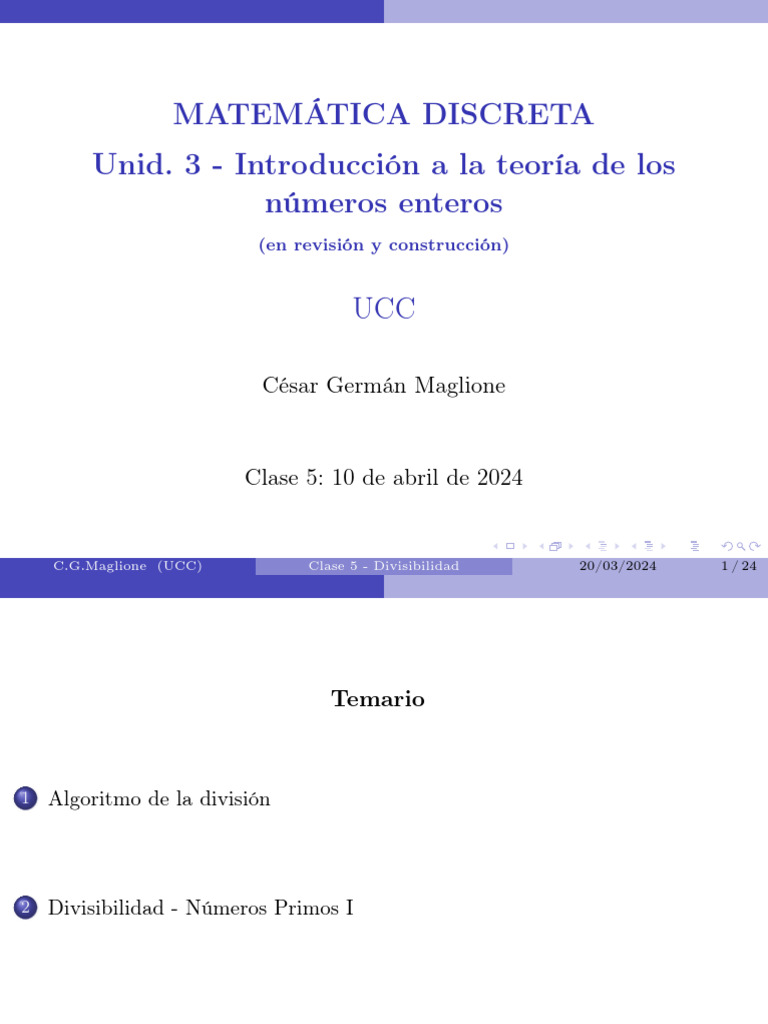 Notas MatDisc (U3 C5) | PDF | División (Matemáticas) | Número primo