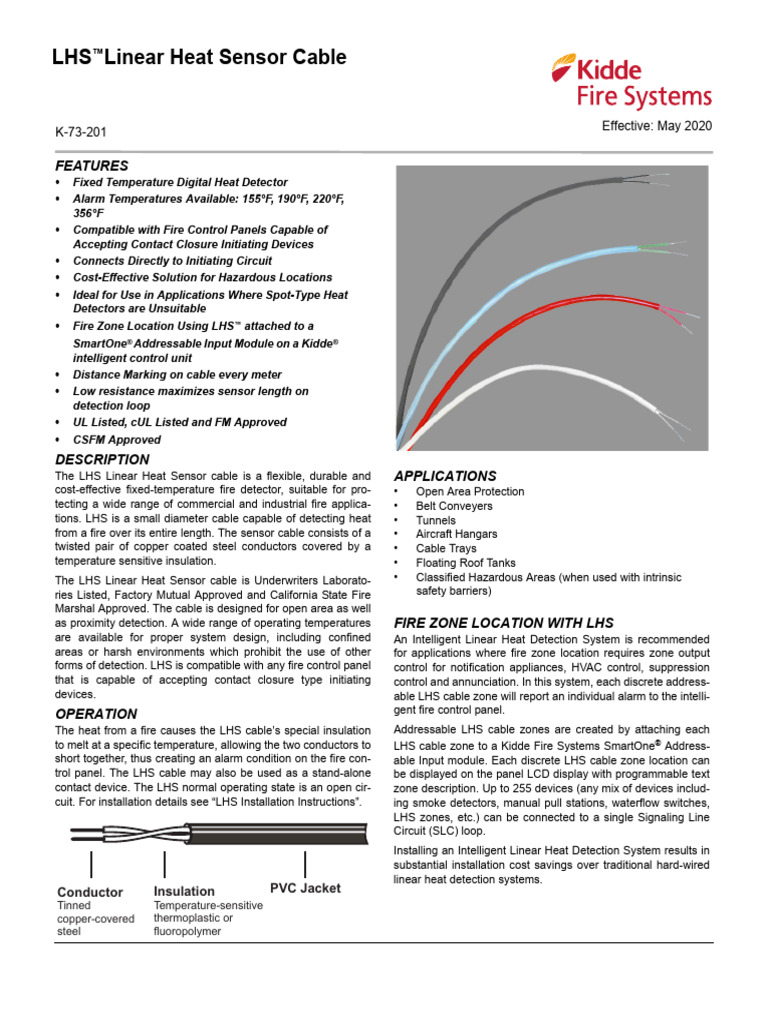 Kidde LHS Linear Heat Sensor Cable K-73-201 | PDF | Sensor | Electricity