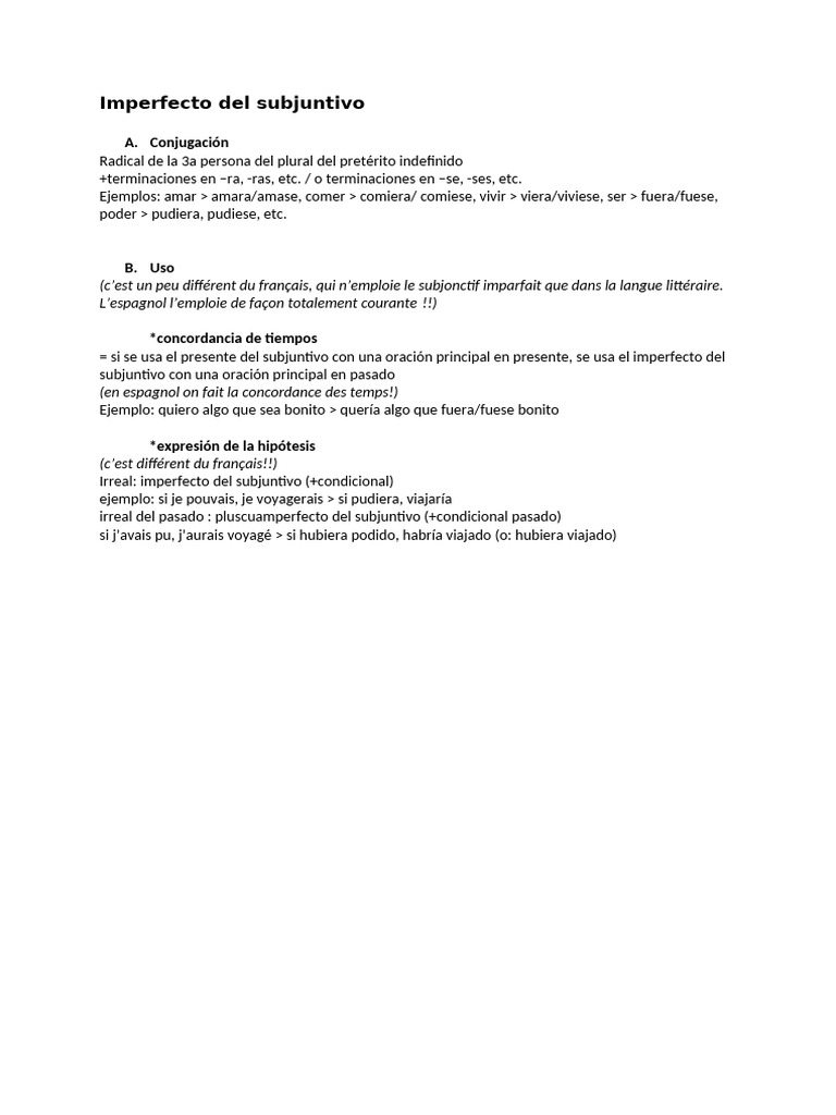 Imperfecto Del Subjuntivo | PDF