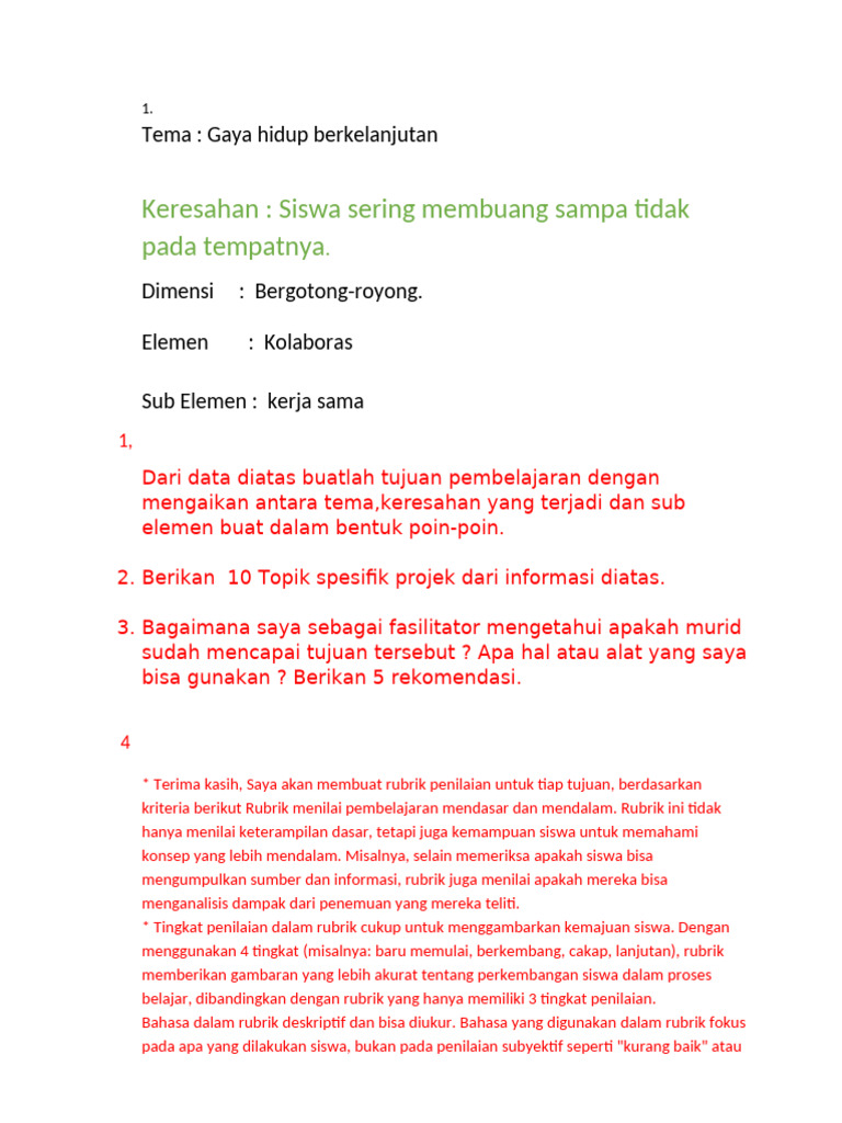 Rancangan P5 Untuk Mask Ke Chat GPT | PDF