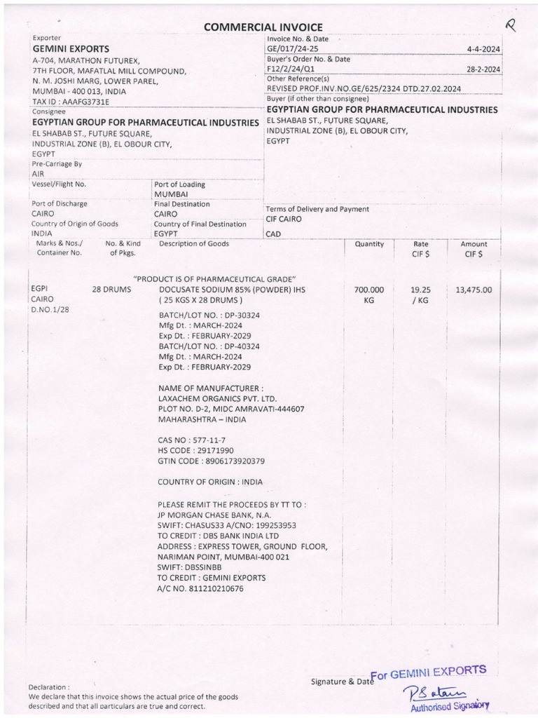 Ge 017 Comm Inv | PDF | Business Documents