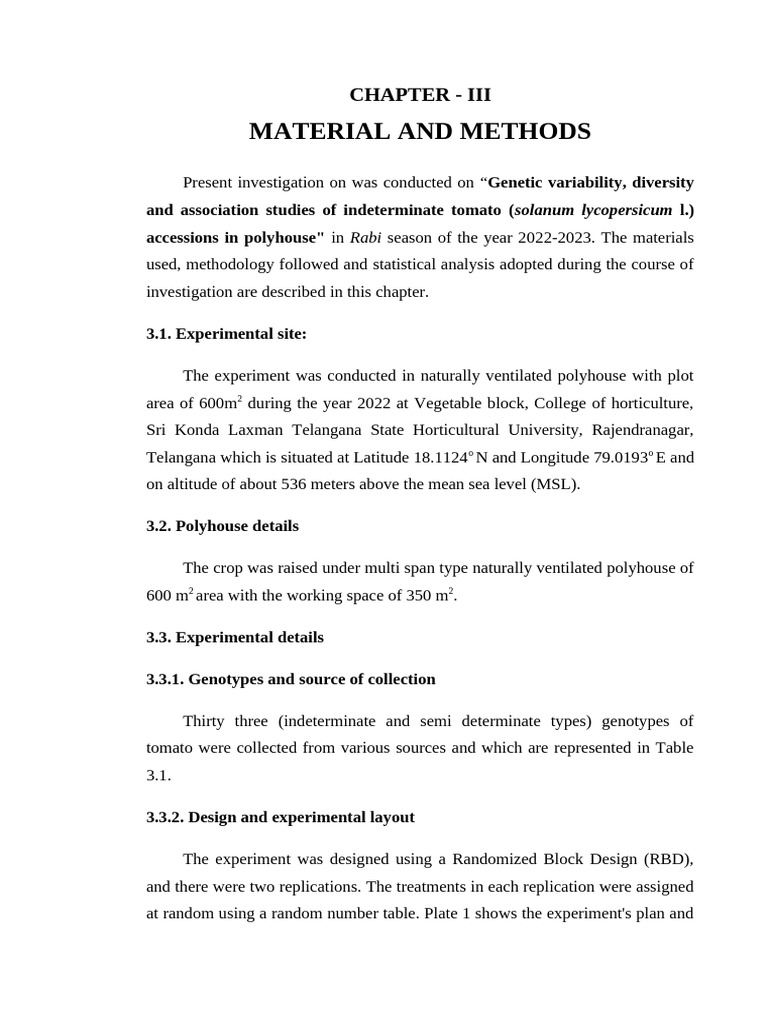Final Materials and Methods Chapter 3 Vaishnavi | PDF | Errors And Residuals | Mean Squared Error