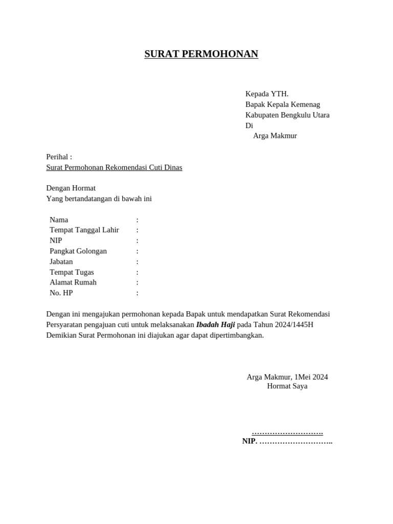 File Surat Permohonan Cuti Haji | PDF