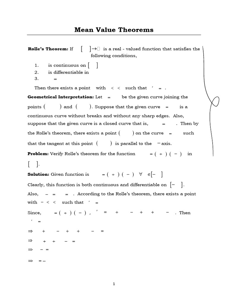 Mean Value Theorems: 'S Theorem | PDF | Mathematical Analysis | Mathematics
