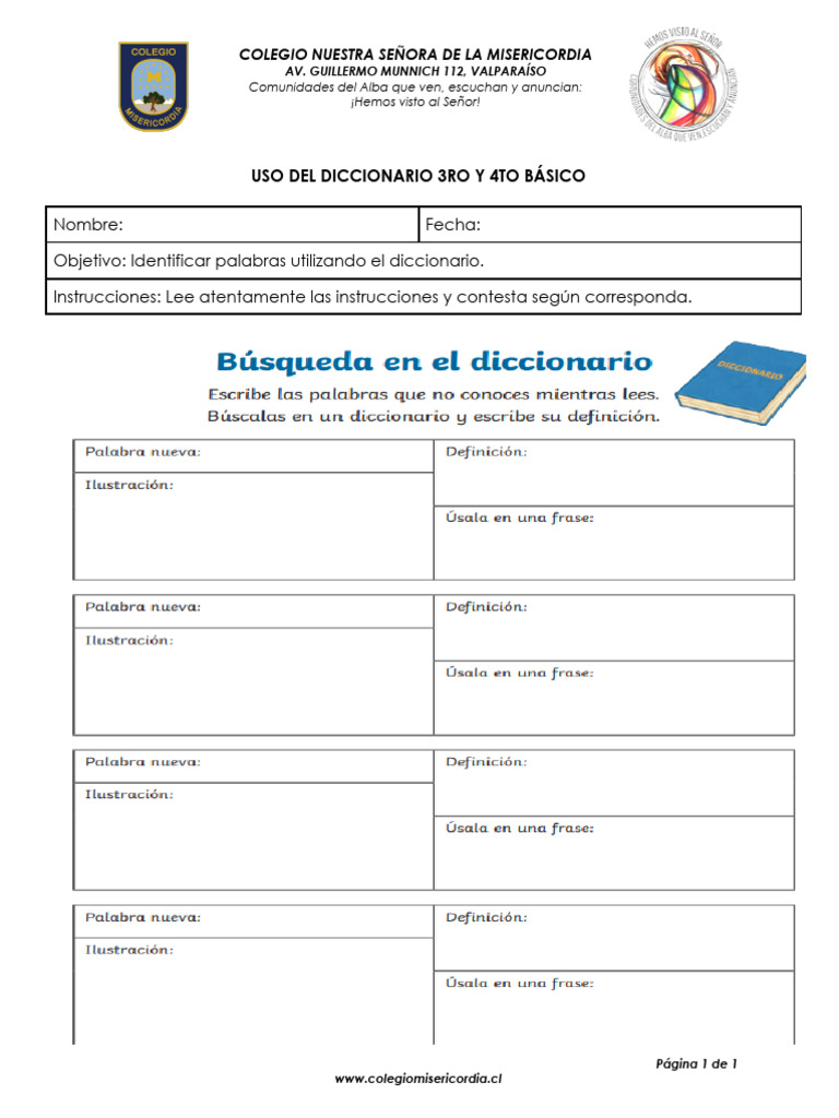 Guía 3ro y 4to Básico Uso Del Diccionario | PDF