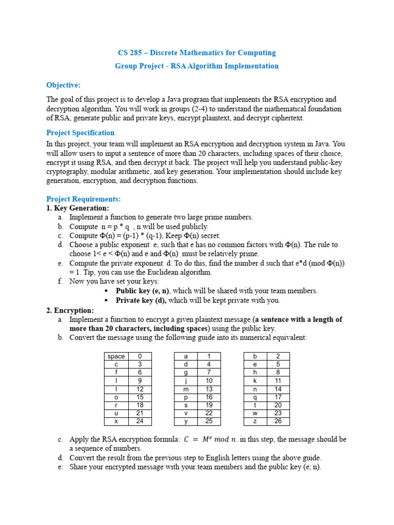 242-CS 285-RSA Algorithm | PDF | Encryption | Key (Cryptography)