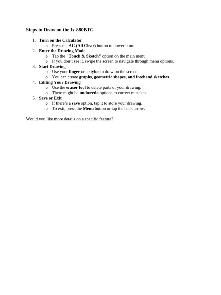 Drawing Guide for Casio fx-880BTG | PDF