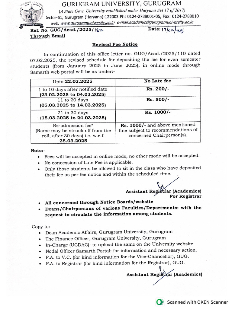 Revised Fee Notice | PDF