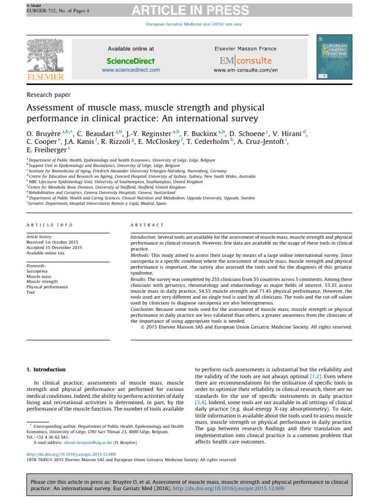 2016 EGM Assessment of Muscle Mass Muscle Strength and Physical ...