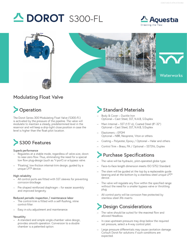 Dorot S300-FL WTR Cat en 0822 | PDF | Valve | Plumbing