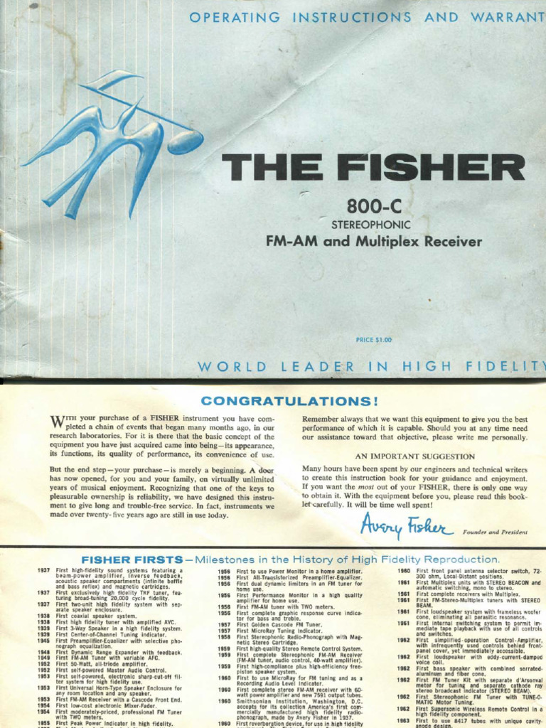Fisher 800C Owner Manual | PDF