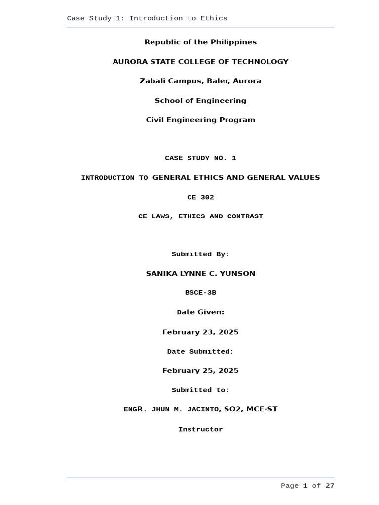 Ethical Issues in Civil Engineering Case Study | PDF | Integrity ...